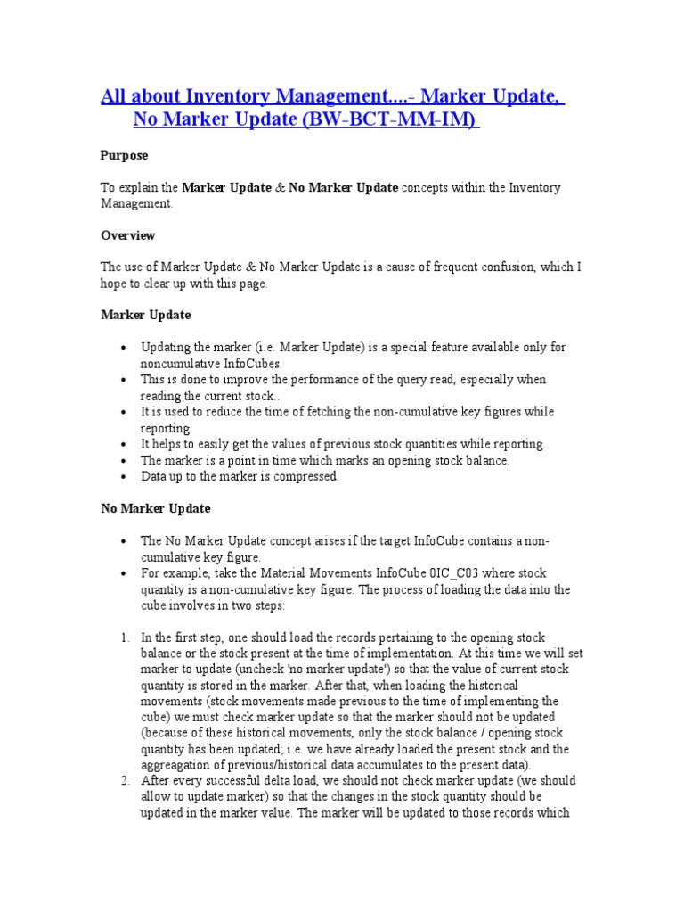 Understanding Marker Update and No Marker Update Concepts in Inventory ...