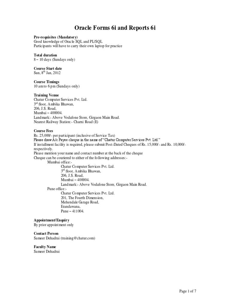 Oracle Forms 6i and Reports 6i Training - 080112 | PDF | Parameter (Computer Programming) | Pl/Sql