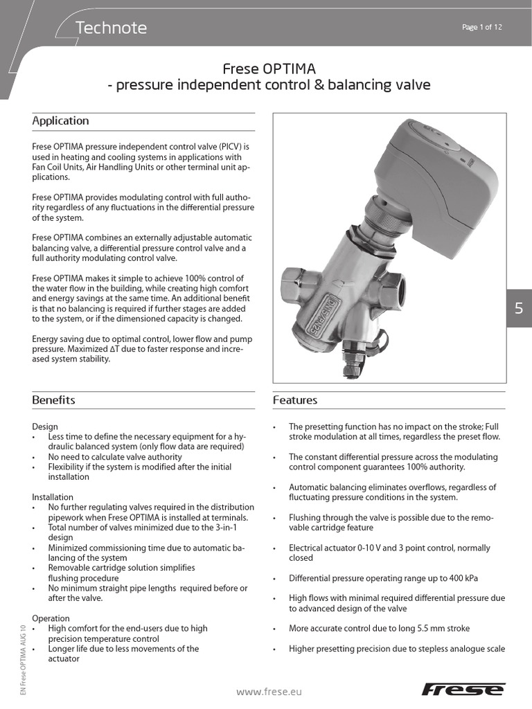HVAC Engineers: Frese OPTIMA Guide | PDF | Valve | Actuator