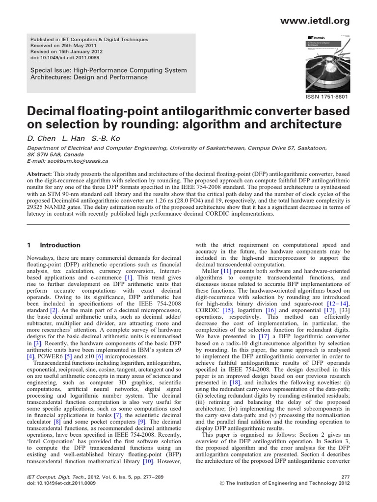 DFP Antilogarithmic Converter Design | PDF | Rounding | Logarithm
