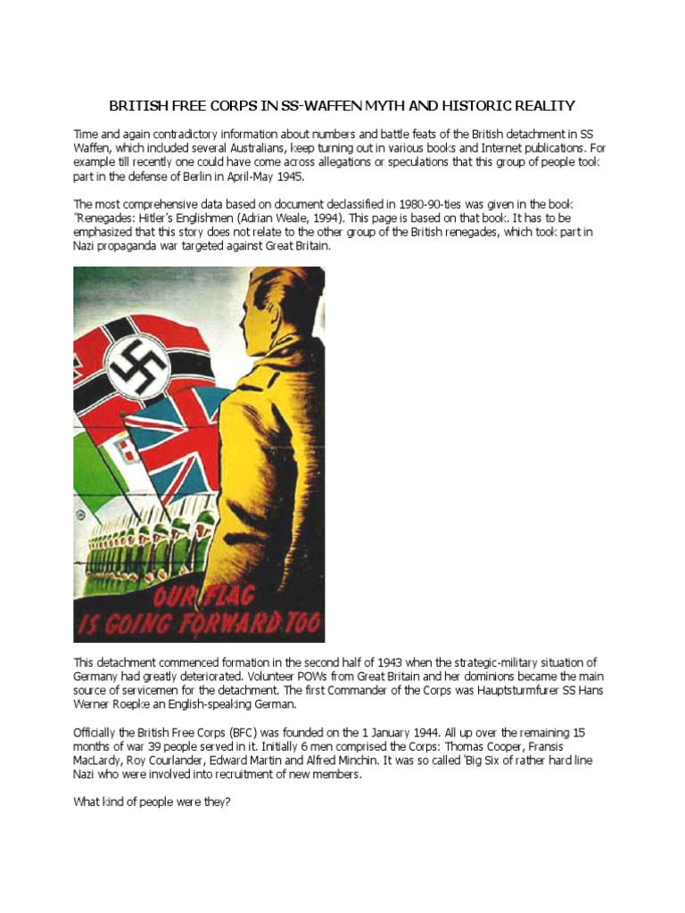 British Free Corps in SS-Waffen Myth and Historic Reality | PDF