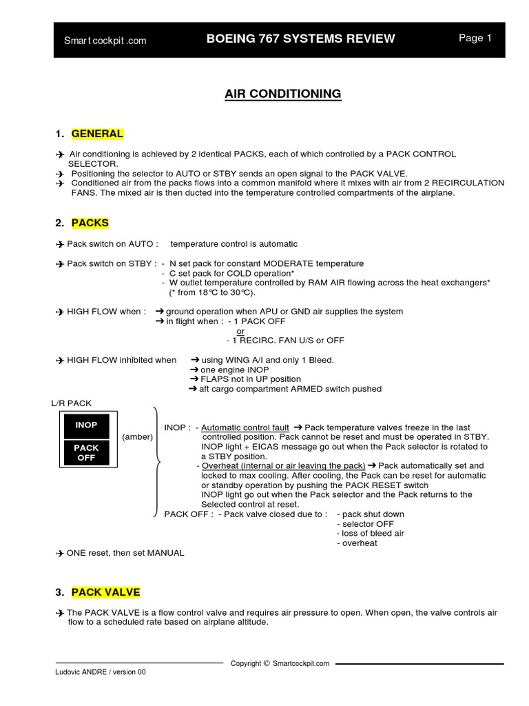 B767 Air Conditioning | PDF | Aircraft Flight Control System | Cockpit