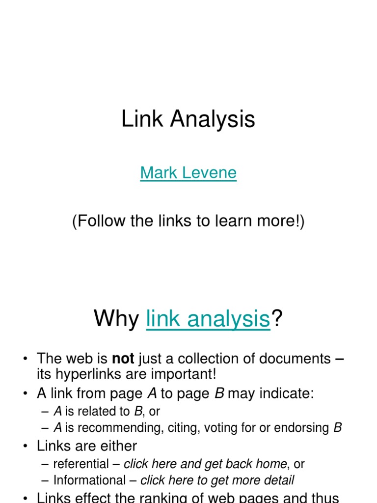Link Analysis: (Follow The Links To Learn More!) | PDF | Hyperlink ...