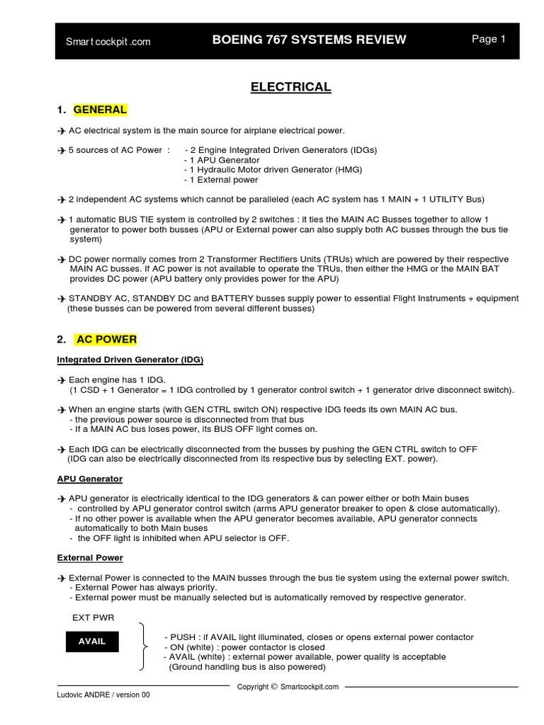B767 Electrical | PDF | Electric Generator | Switch