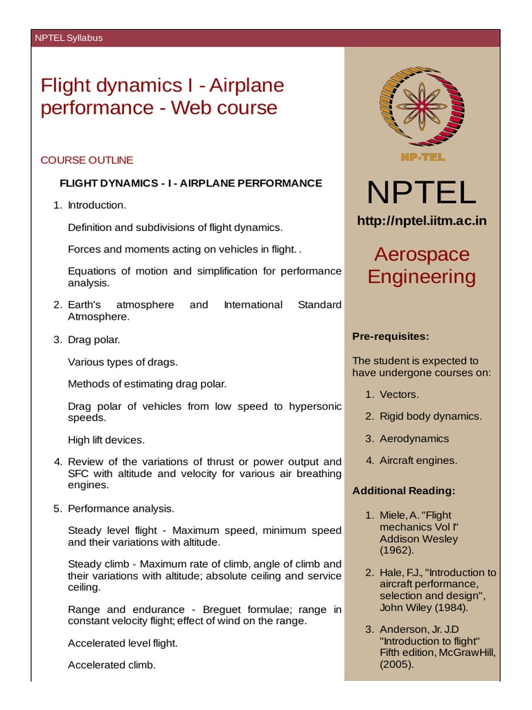 Aircraft Performance NPTEL | PDF | Flight Dynamics (Fixed Wing Aircraft ...