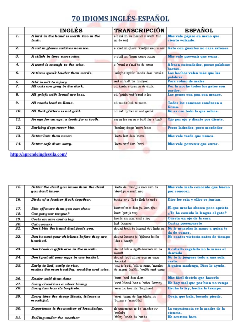 70 Idioms | PDF | Nature