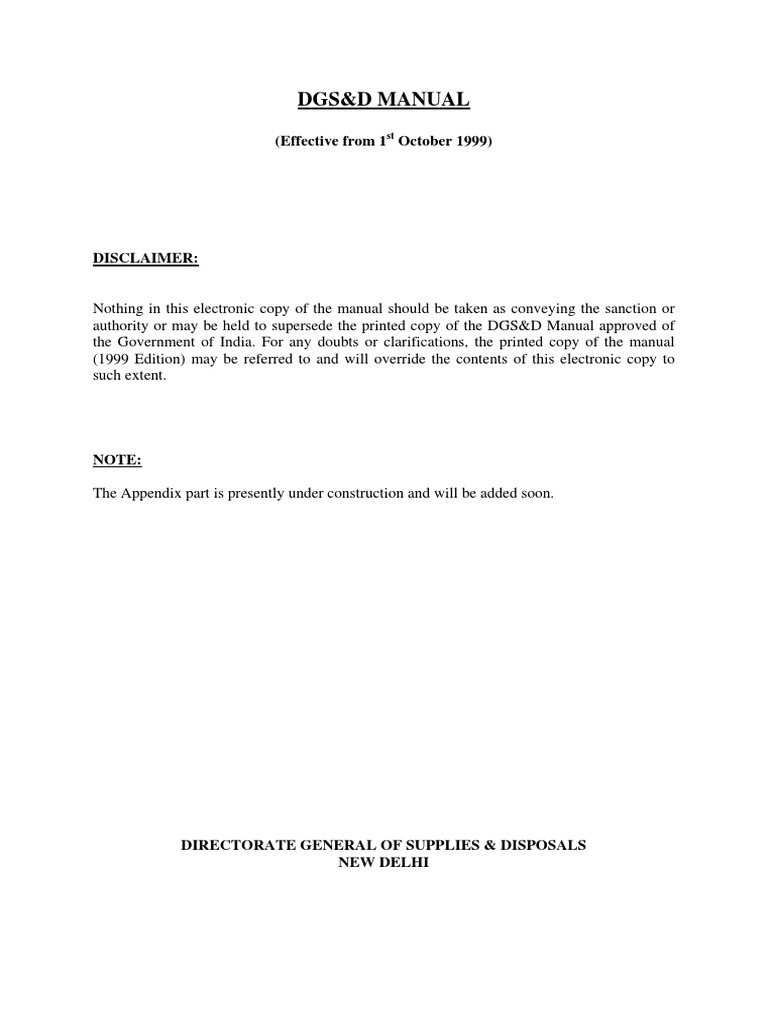 DGS&D Manual | PDF | Partnership | Government