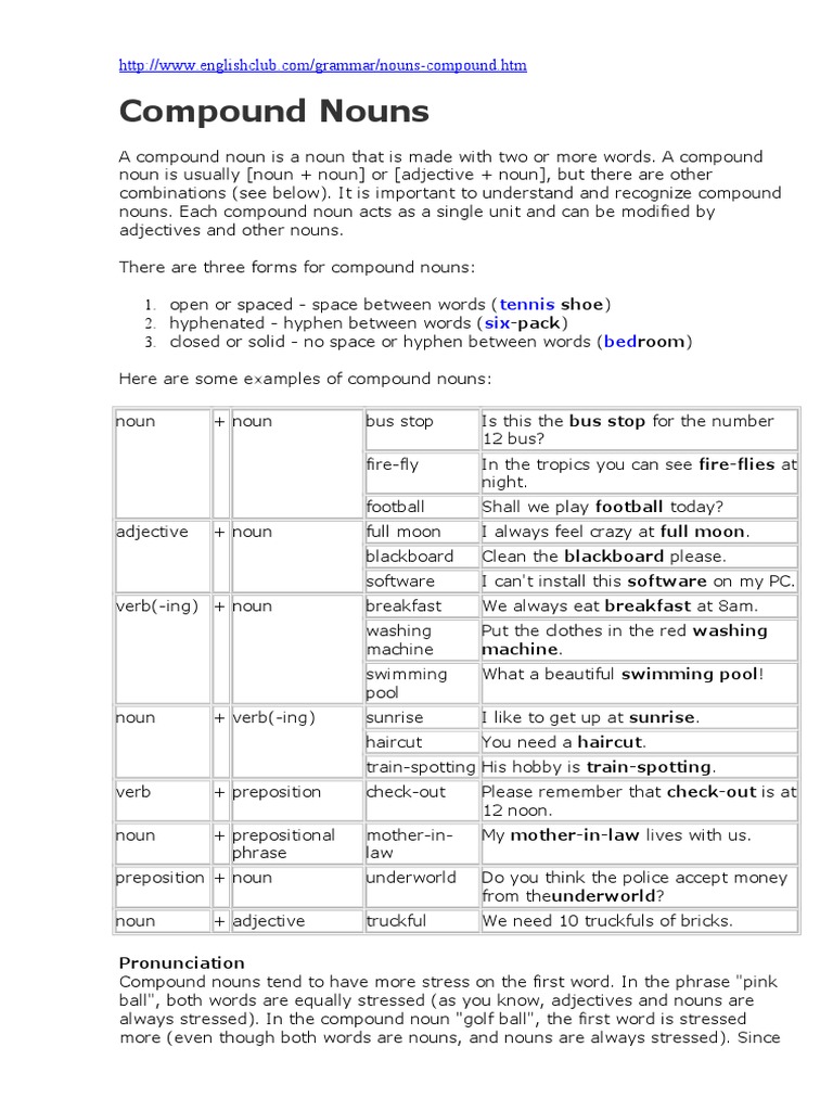 Compound Nouns | PDF | Noun | Rules