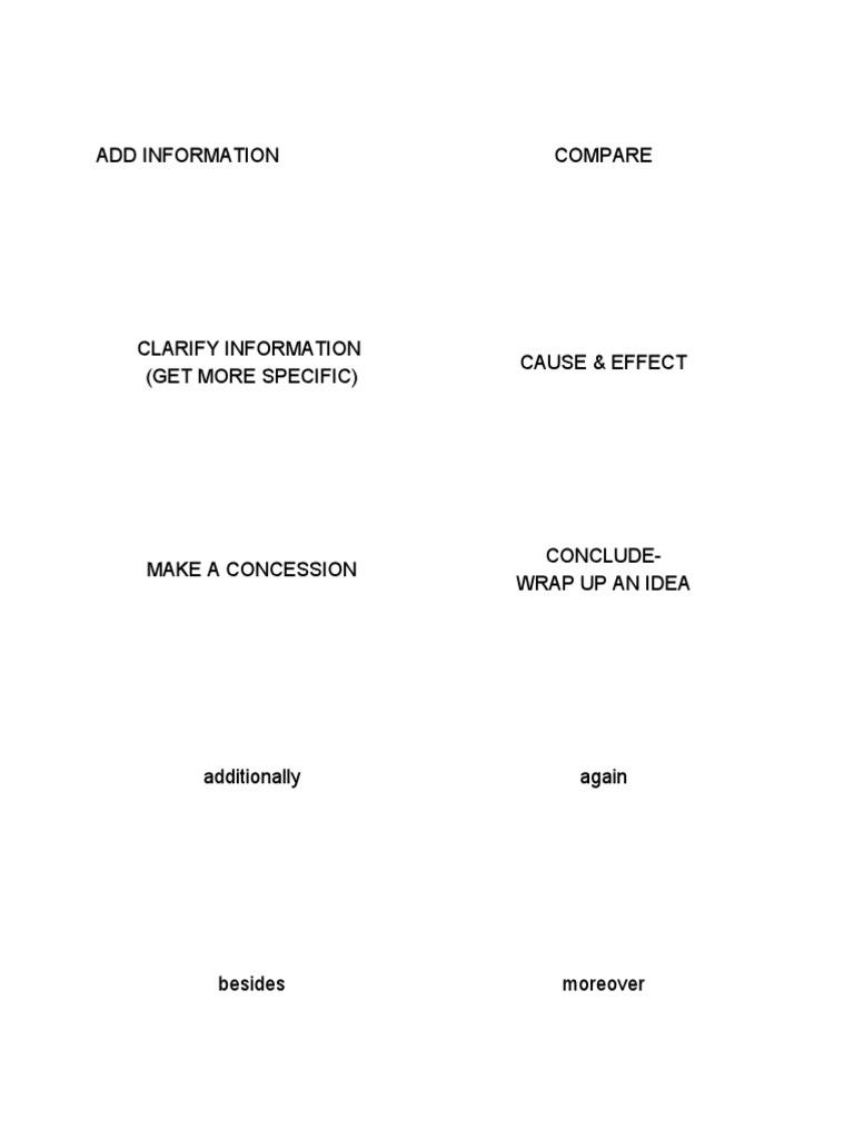 Transition Sort Cards | PDF