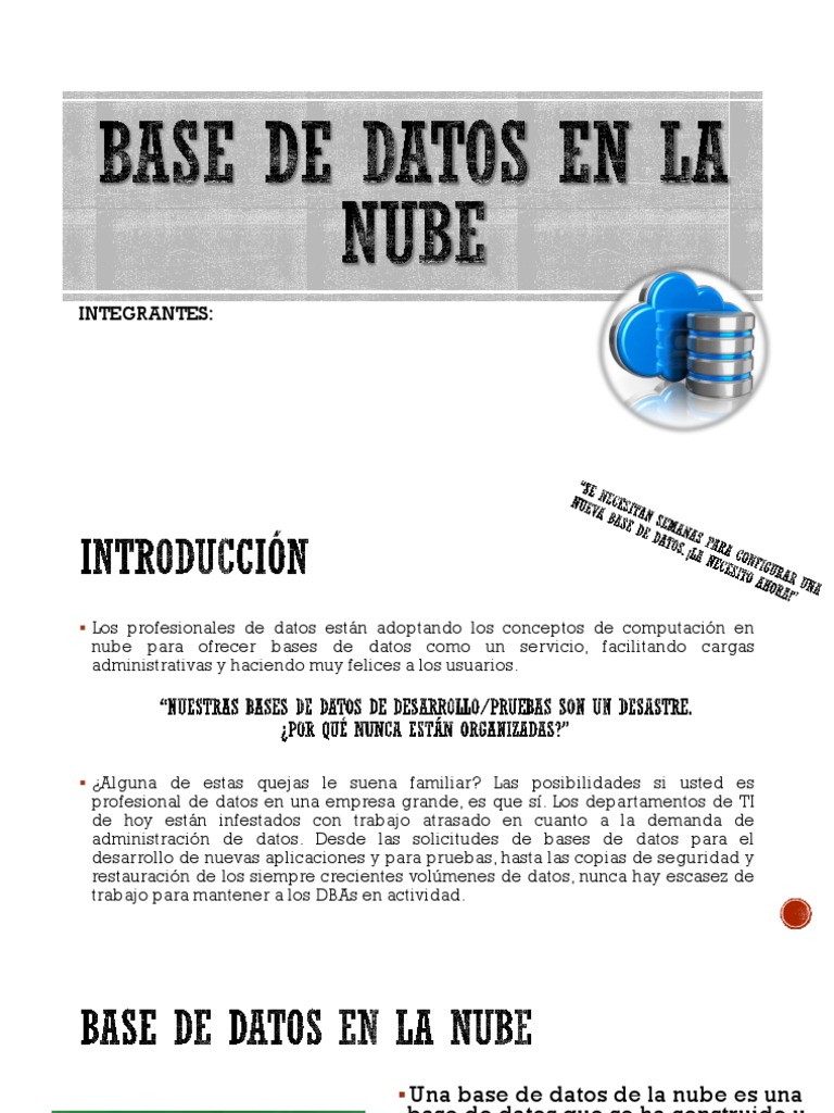 Base de Datos en La Nube | PDF | Computación en la nube | Virtualización