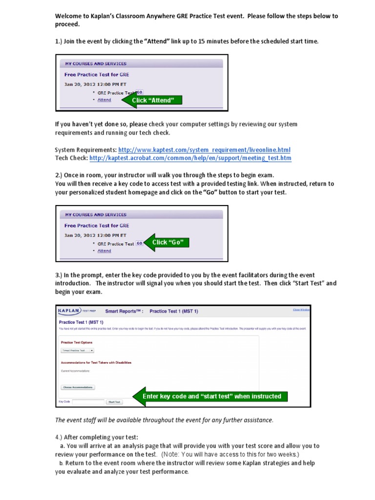 Kaplan GRE Test Event Guide | PDF