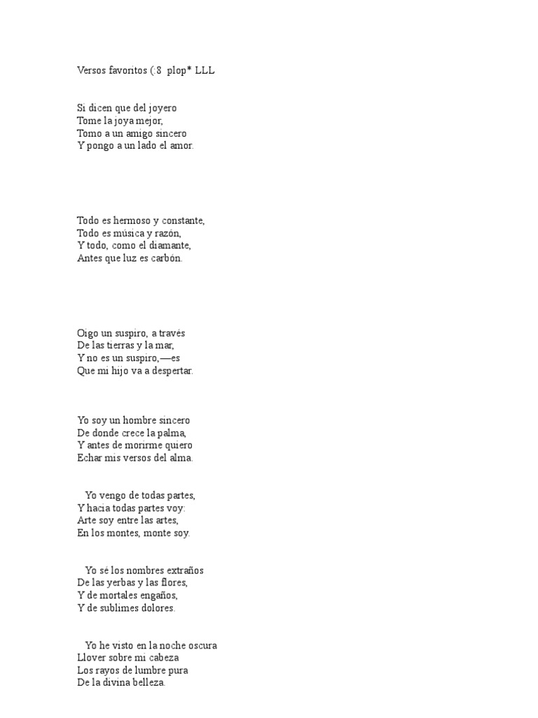 Versos Sencillos de Jose Martí | PDF