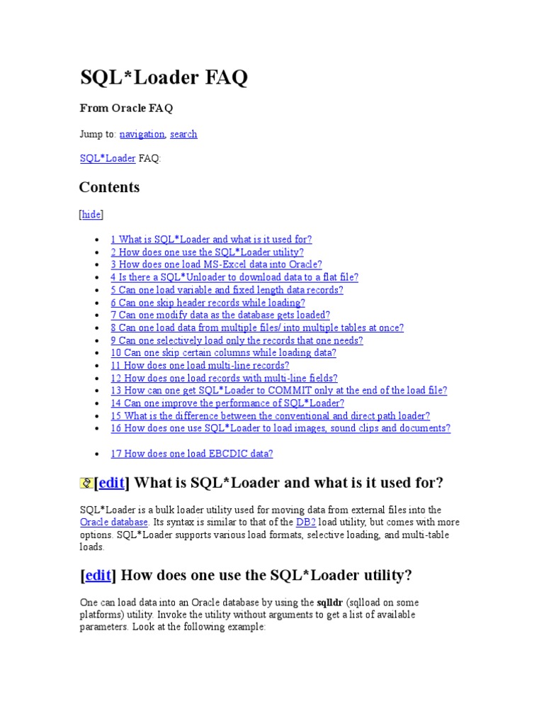 Sqlloader Faq Comma Separated Values Oracle Database
