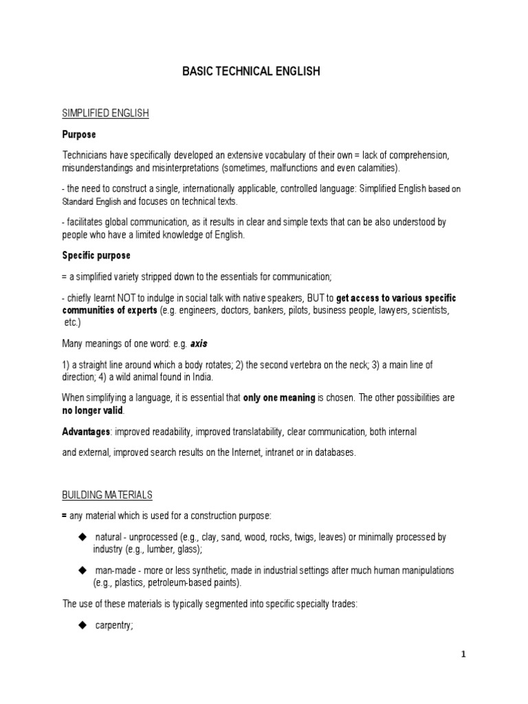 Basic Technical English | PDF | Building Materials | Concrete