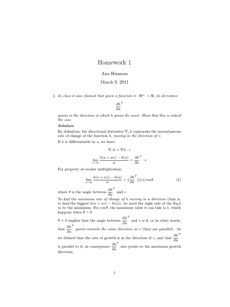 Homework 1 | PDF | Maxima And Minima | Mathematical Optimization
