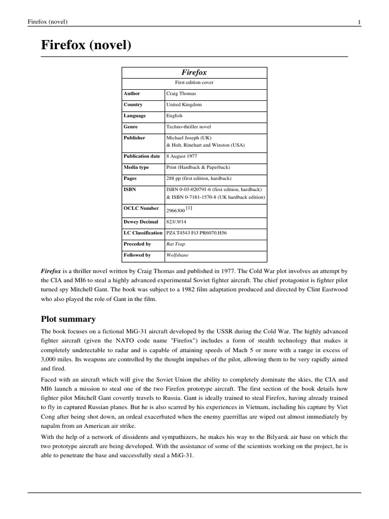 Firefox (Novel) | PDF | Unrest | Violence