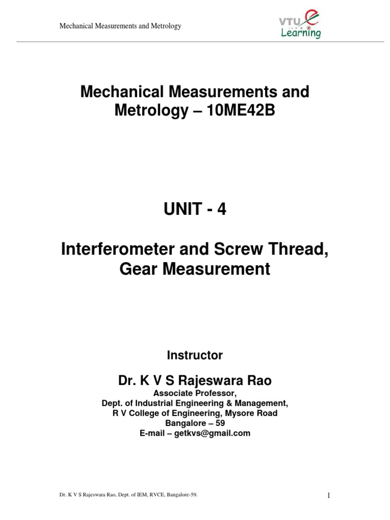 Metrology | PDF | Gear | Interferometry