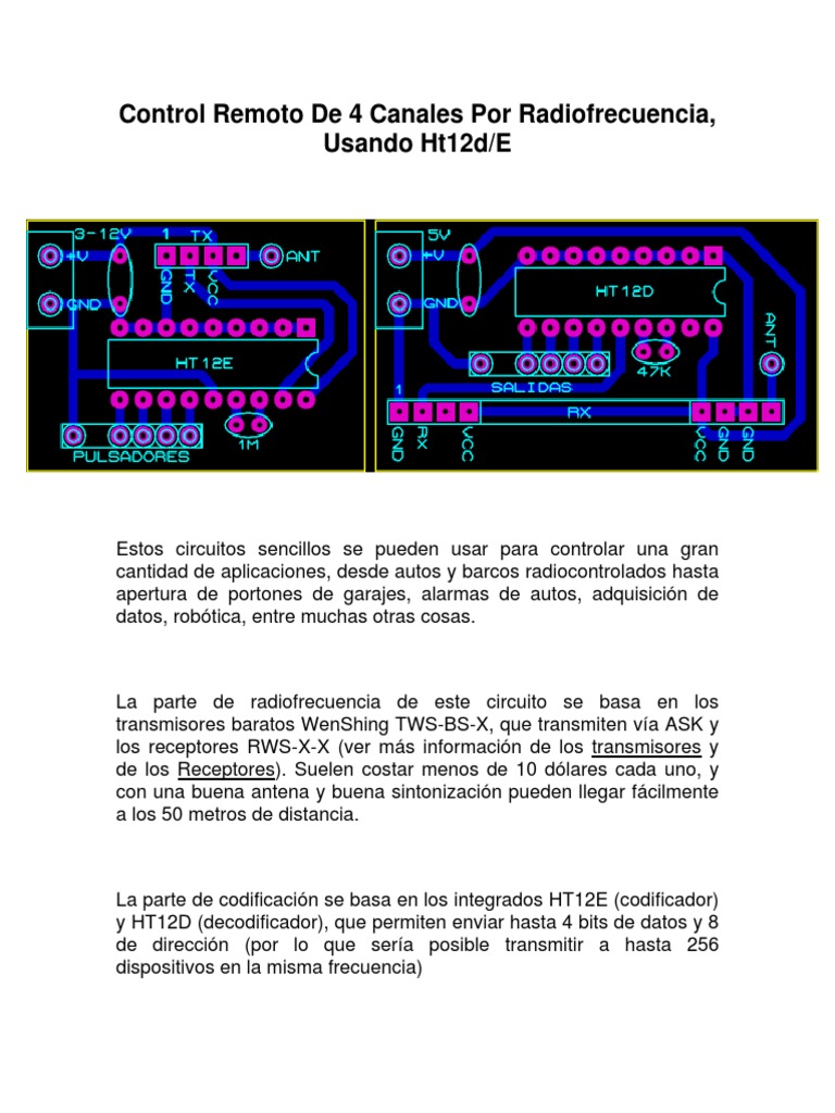 Control Remoto de 4 Canales Por Radiofrecuencia PDF | PDF | Informática ...