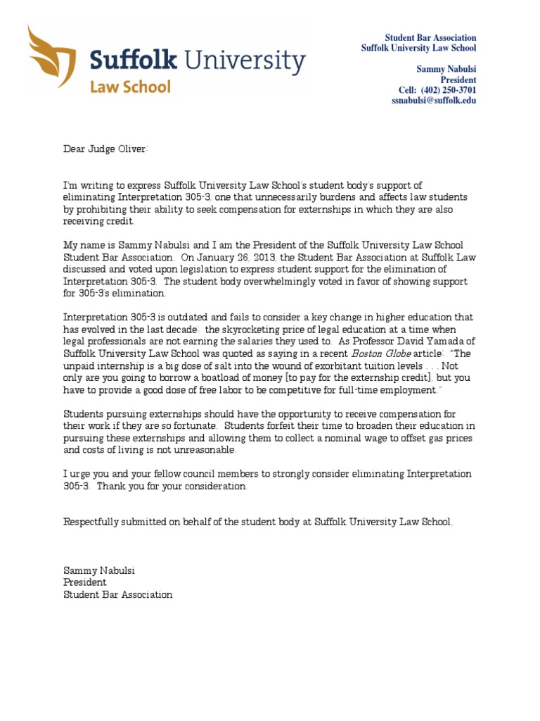SBA President Sammy Nabulsi's Letter To The ABA Section of Legal ...