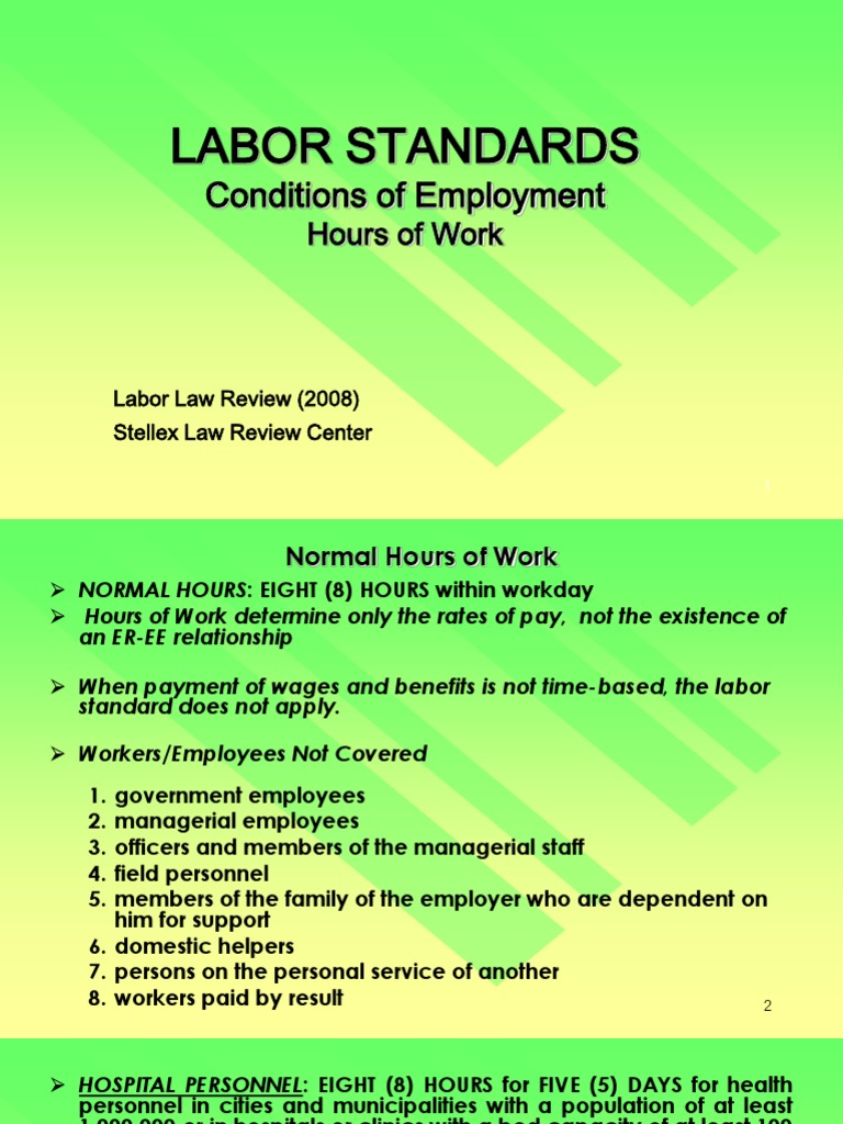 Labor Standards: Work Hours Overview | PDF | Finance & Money Management