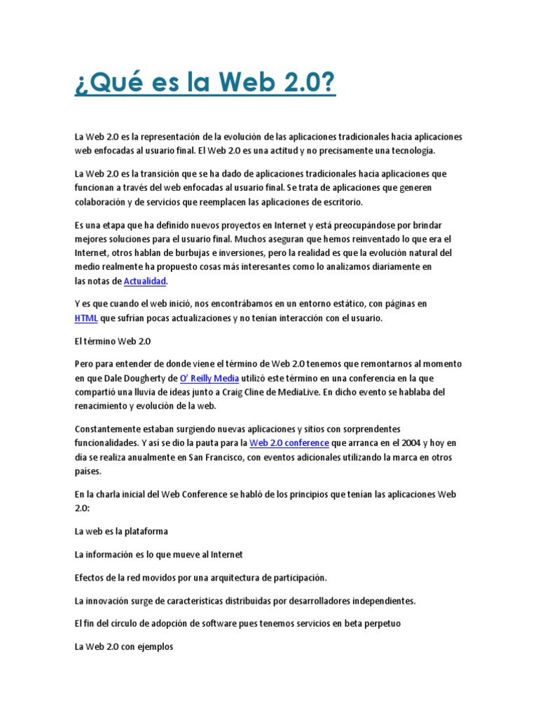 Qué Es La Web 2.0 | PDF | web 2.0 | Red mundial