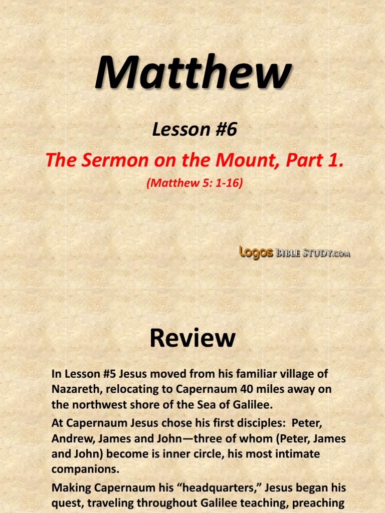 6. The Sermon on the Mount, Part 1 | Sermon On The Mount | Gospel Of ...
