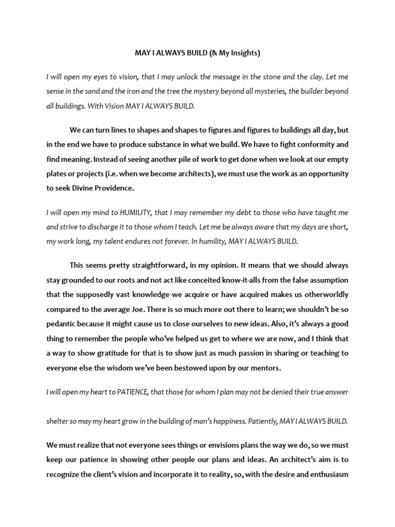 May I Always Build - Reaction Paper | PDF | Science | Philosophical Science