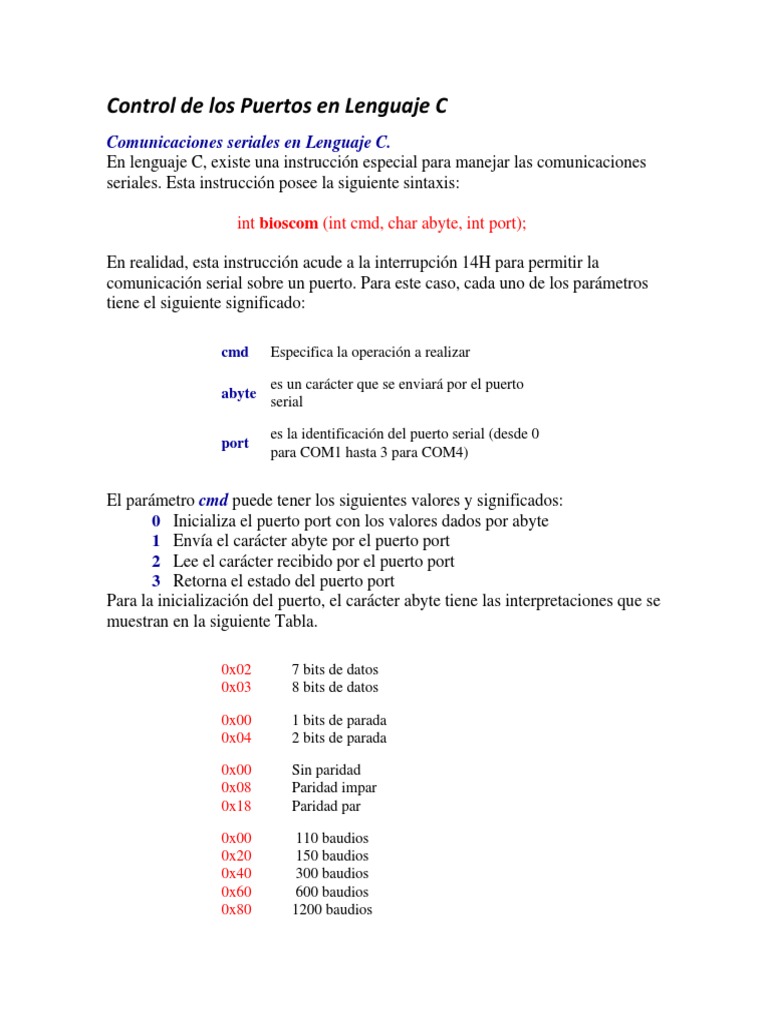 Control de Los Puertos en Lenguaje C | PDF | Lenguaje de programación ...
