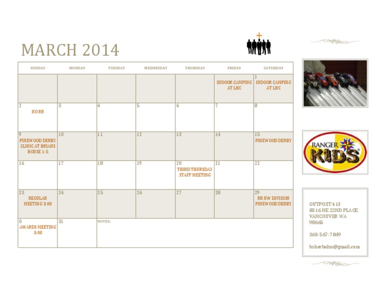 March 2014 Events Schedule For Outpost 413 PDF