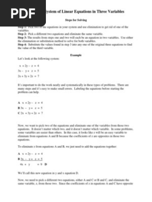 3 Variable System Of Equations Worksheet