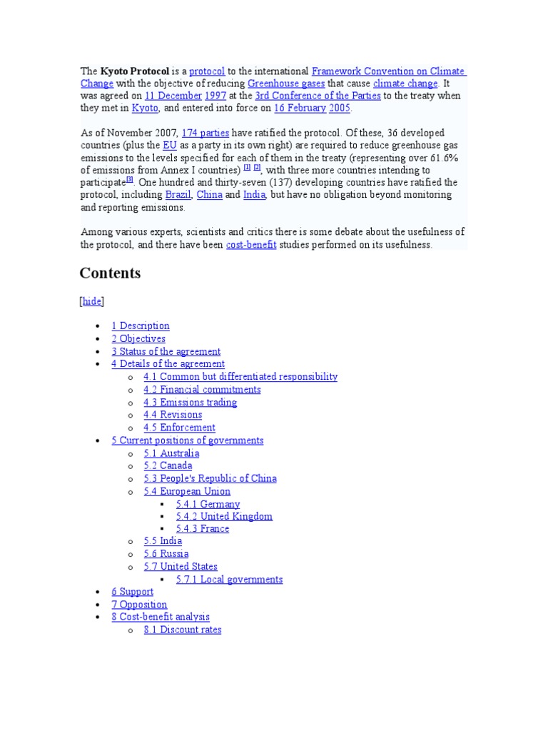 Kyoto Protocol | PDF | Kyoto Protocol | United Nations Framework ...