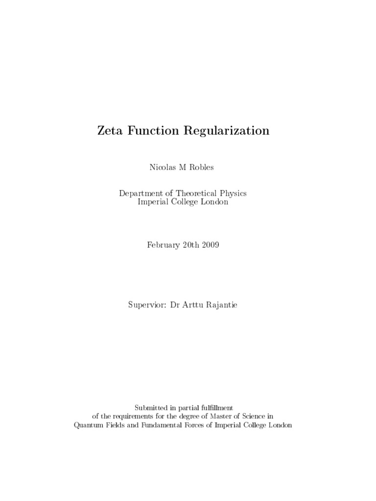 Zeta Function Regularization | PDF | Quantum Field Theory | Boson
