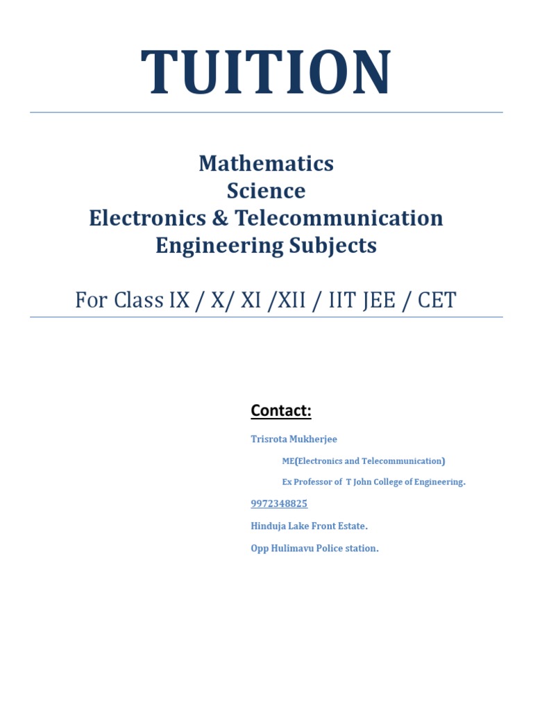 Telecommunication Engineering Tuition | PDF