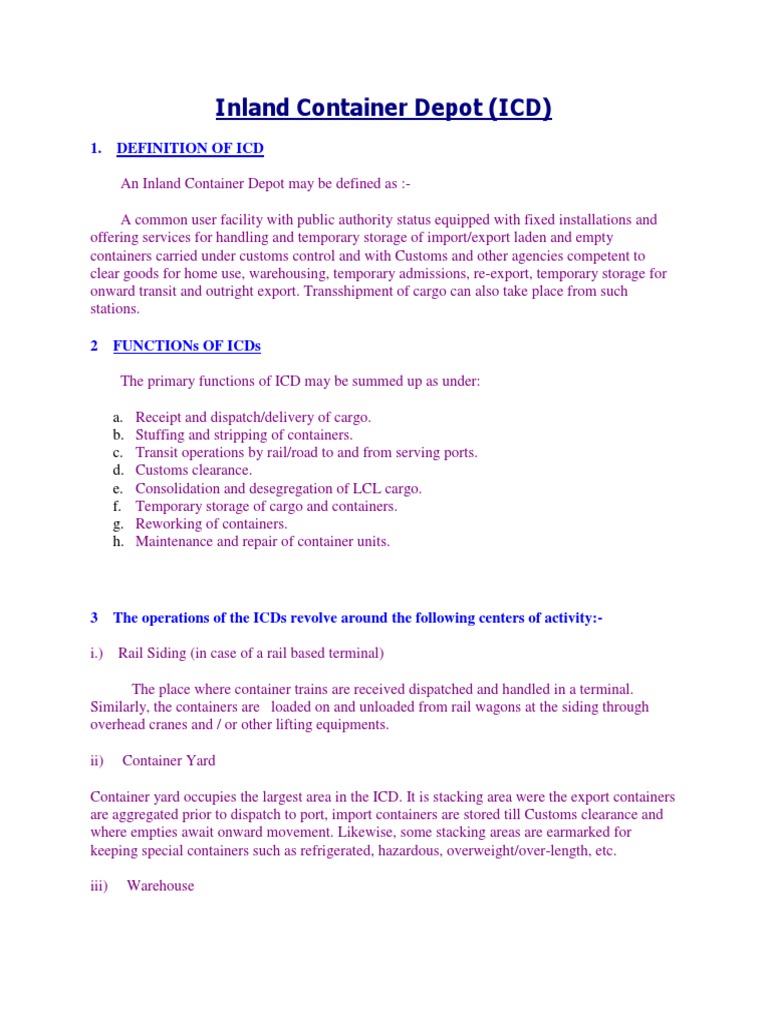 Inland Container Depot | PDF