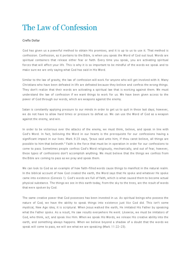The Law of Confession | PDF | Abundant Life | God