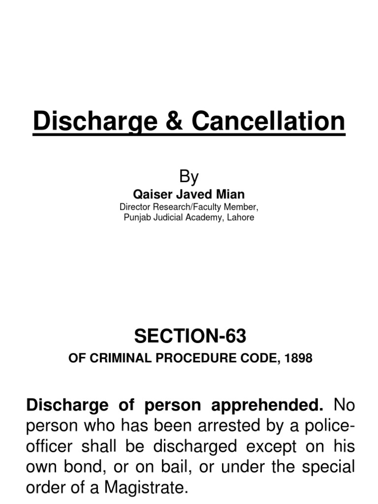 Legal Procedures for Discharge | PDF | Criminal Procedure In South ...