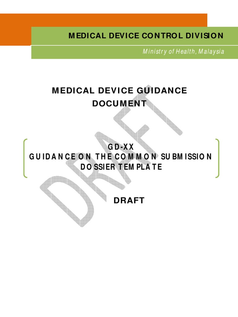 Common Submission Dossier Template Guide | PDF | Medical Device | Risk ...