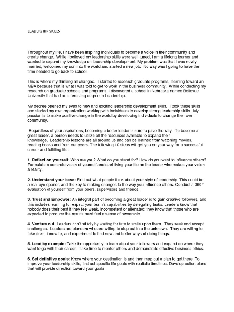 Leadership Skills | PDF | Leadership | Motivation