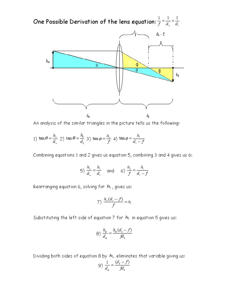 Derivation of The Lens Equation | PDF