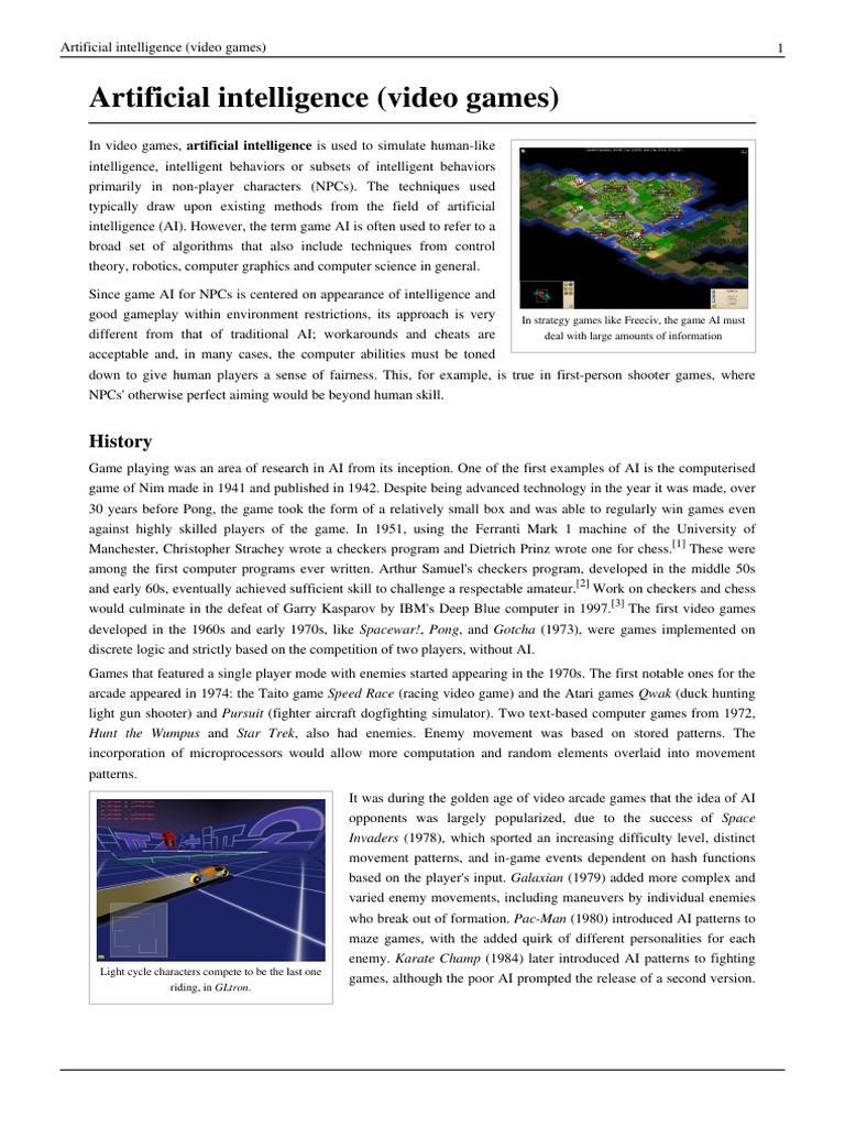 Artificial Intelligence (Video Games) | PDF | Video Games | Artificial ...