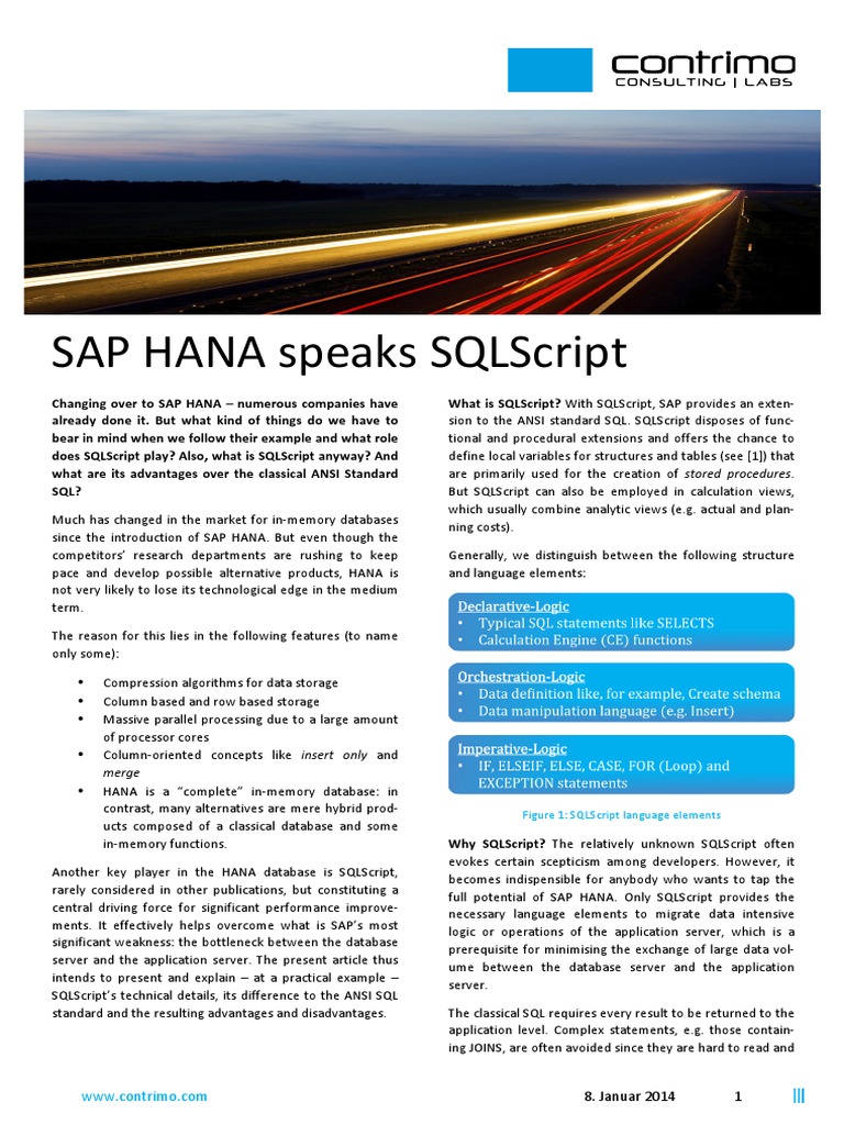 Sap Hana Speaks Sqlscript En 2014 01 08 Pdf Concurrent Computing Digital Technology