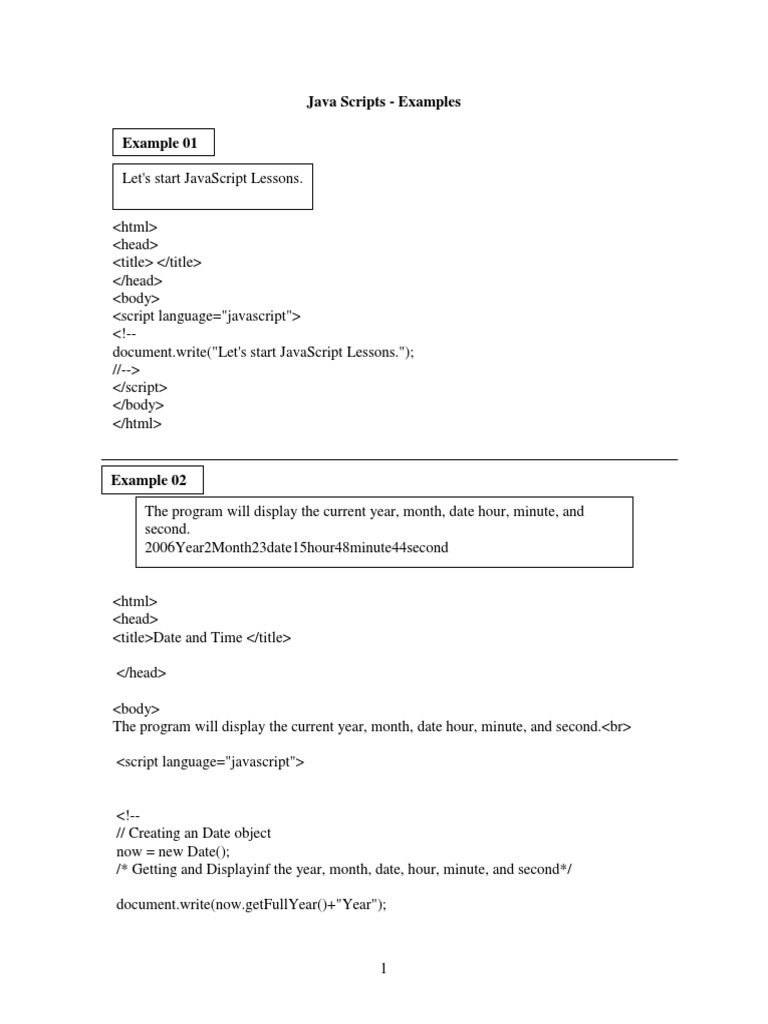 Java Scripts Examples Pdf Java Script Scripting Language 4362