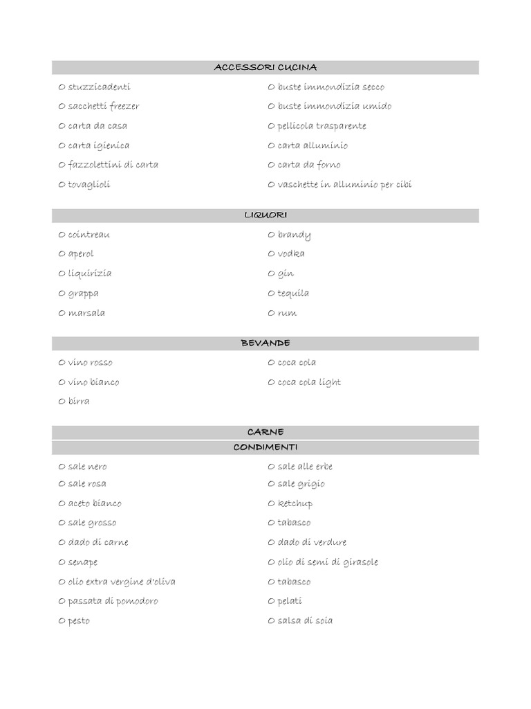 Lista Della Spesa | PDF