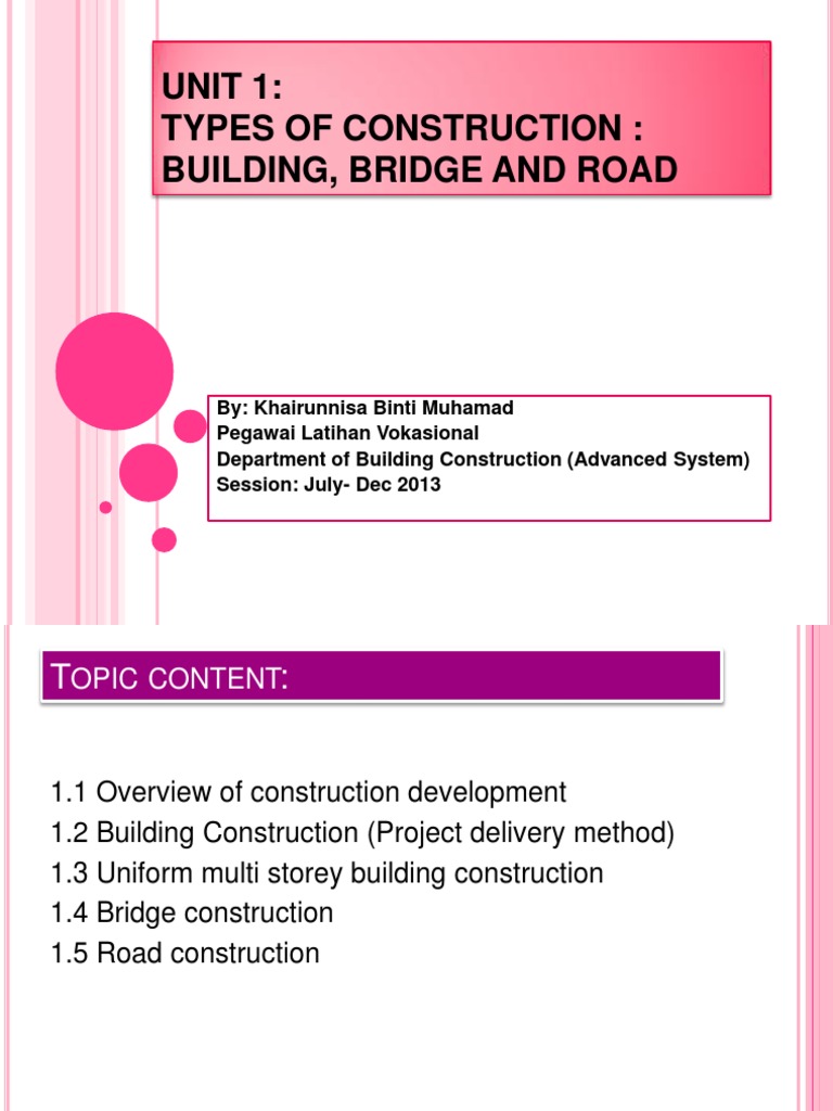 Types of Construction: Building, Bridge and Road | PDF | Prestressed ...