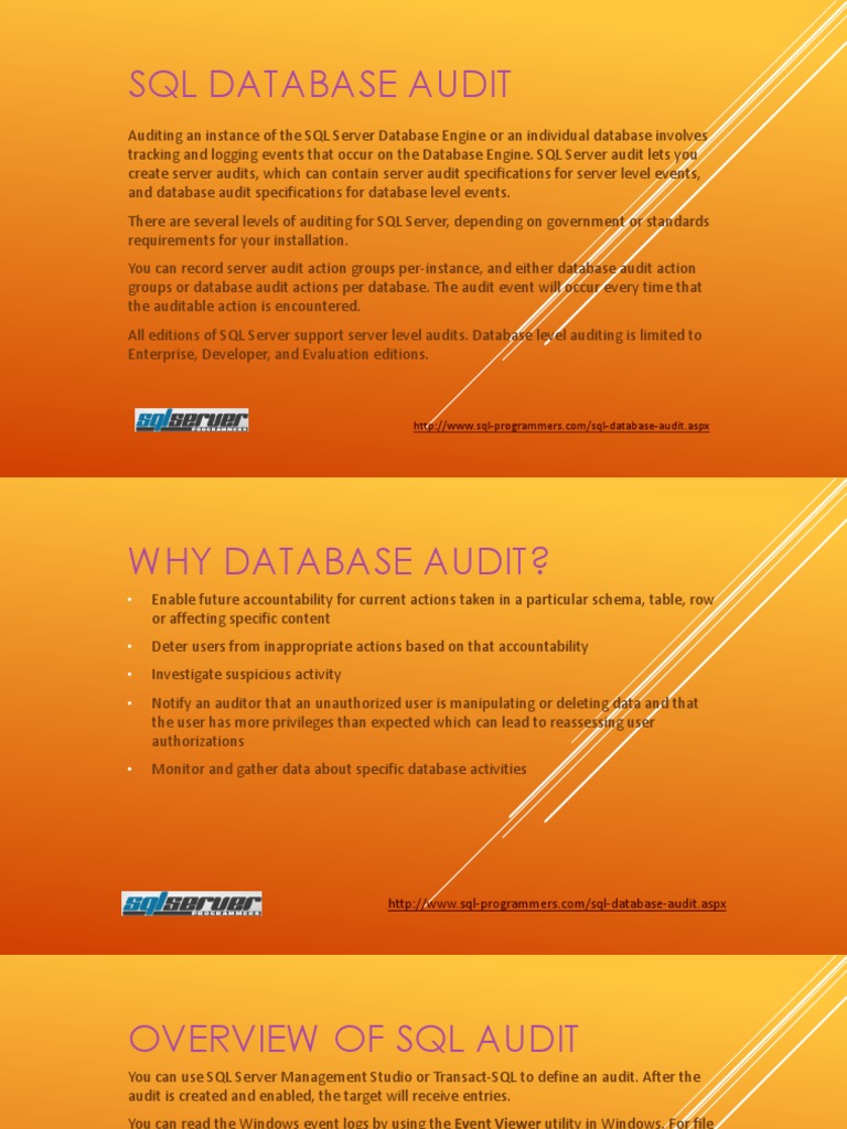 Complete Guide For Sql Database Audit Pdf Microsoft Sql Server