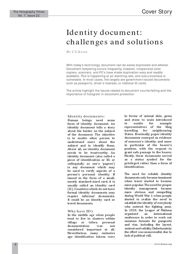 Identity Document Challenges and Solutions | PDF | Identity Document ...
