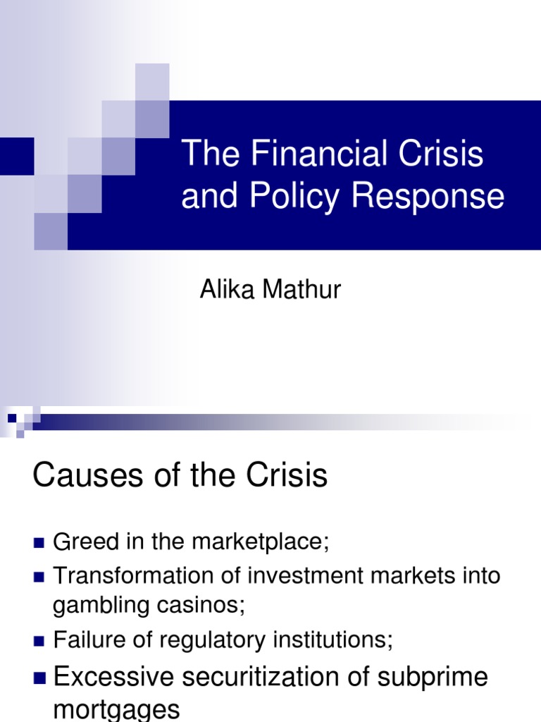 The Financial Crisis and Policy Response | PDF | Finance & Money Management