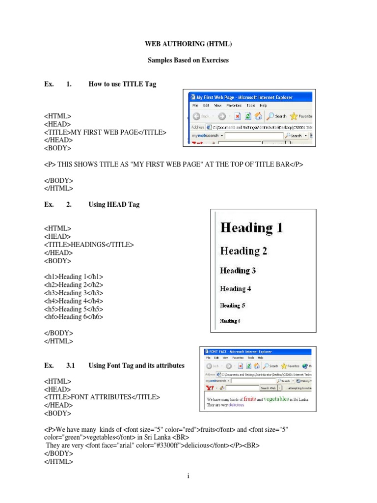 HTML Practice Exercises and Solutions | PDF | Html | Html Element