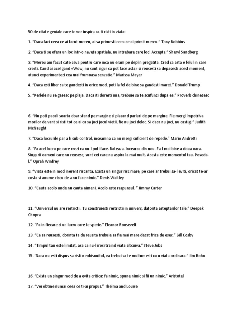 50 de Citate Motivationale | PDF