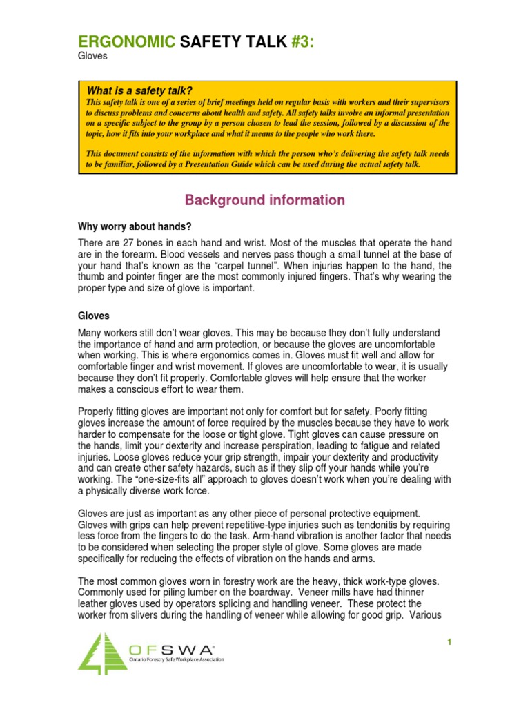 Ergonomic Safety Talk 3 | PDF